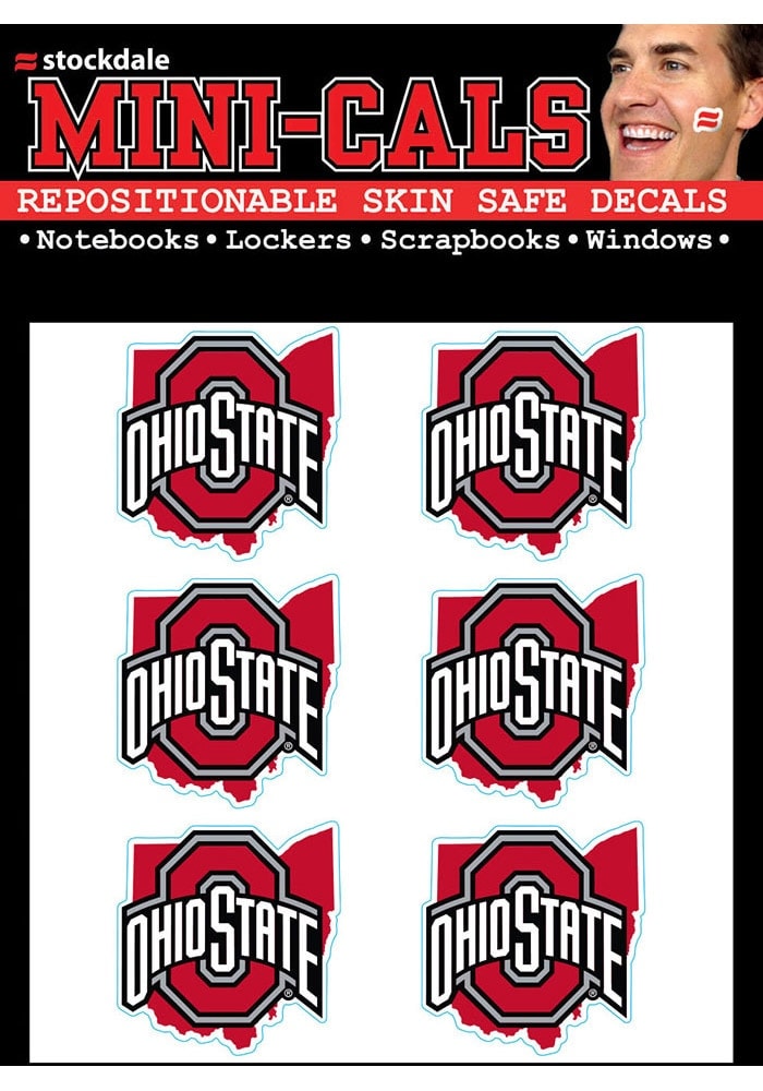 Ohio State Buckeyes RED/WHITE 6pk State Shape Tattoo - 16371746
