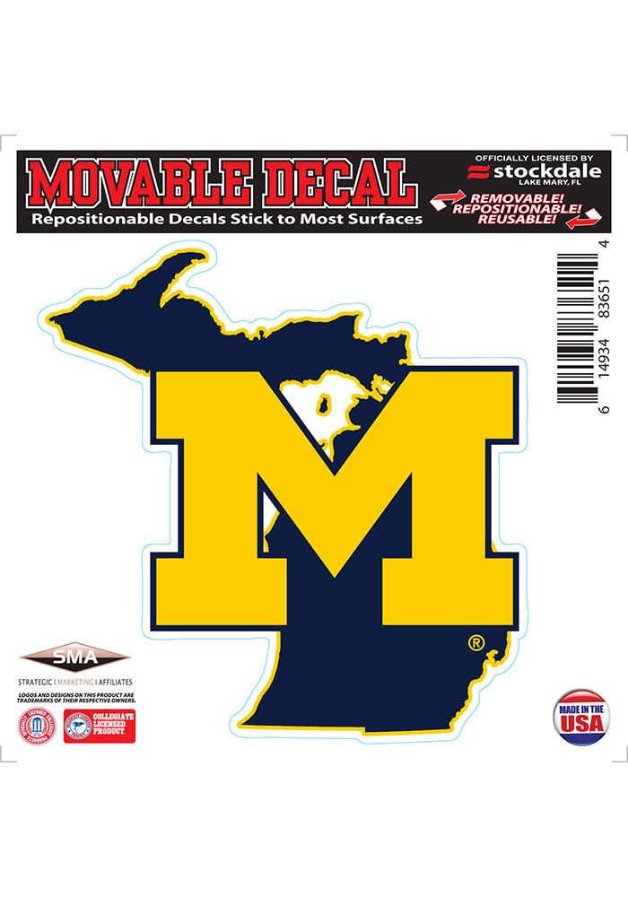 NAVY/YELLOW Michigan Wolverines State Shape Team Color Decal - 16371788