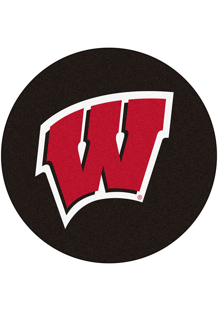 Wisconsin Badgers 27 Hockey Puck Interior Rug BLACK - 16500419