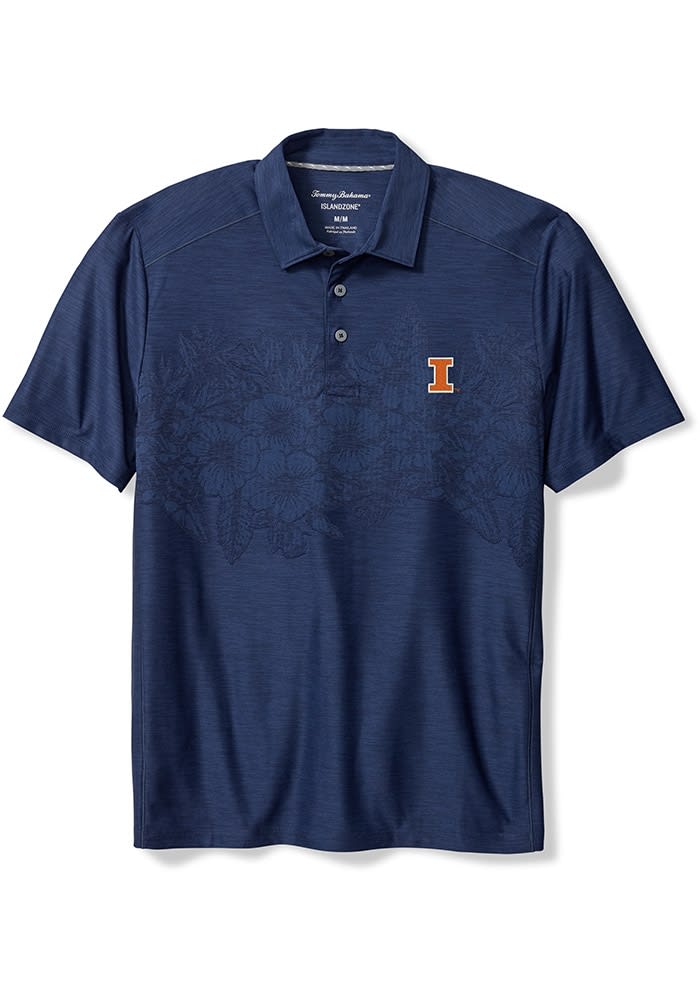 Tommy Bahama Mens NAVY Illinois Fighting Illini Hibiscus Border Polo ...