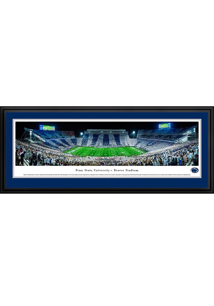 Penn State Nittany Lions NAVY Beaver Stadium Striped Deluxe Framed ...