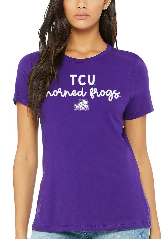Summit Sportswear TCU Horned Frogs Womens PURPLE Script Logo T-Shirt ...