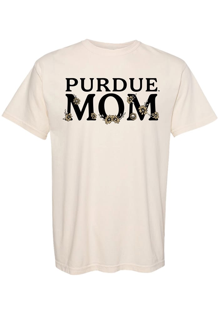 Summit Sportswear Purdue Boilermakers Womens IVORY Floral Mom T-Shirt ...