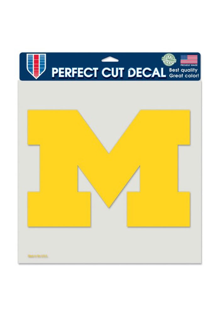 Michigan Wolverines YELLOW 8x8 Perfect Cut Auto Decal - 5711902