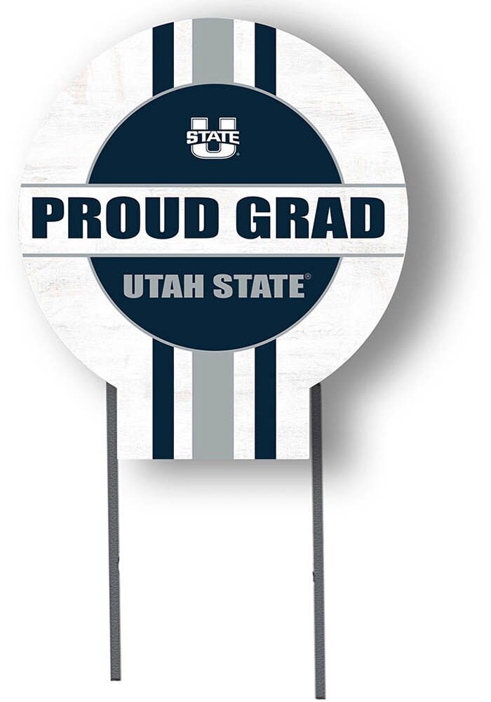 Utah State Aggies White 20x20 Circle Yard Sign with Stakes Proud Grad ...