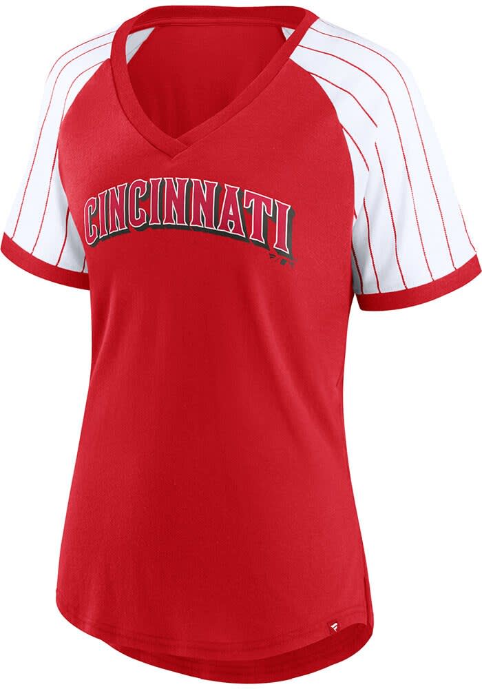 Cincinnati Reds Womens Pinstripe T-Shirt - Red