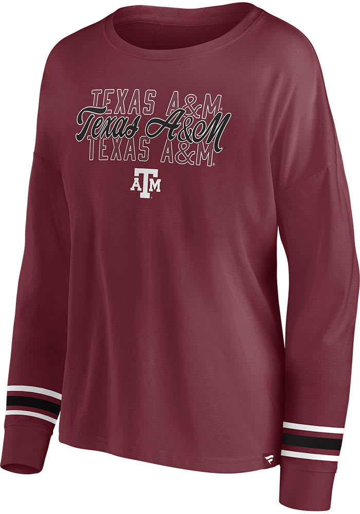 Texas A&M Aggies MAROON Triple Script Long Sleeve LS Tee - 172800669