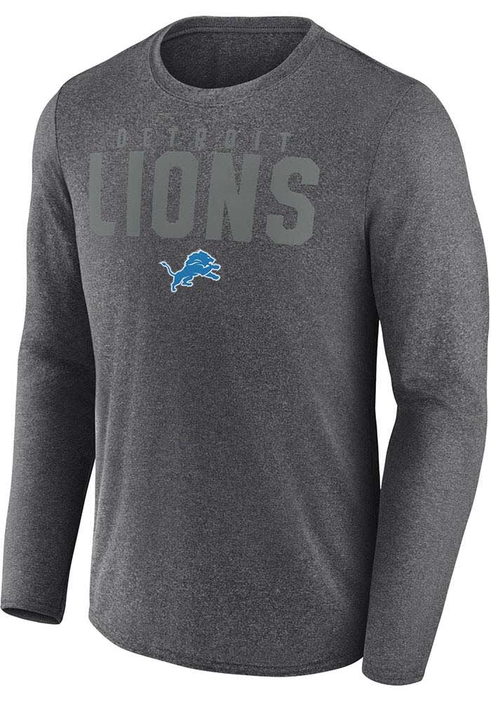 Detroit Lions CHARCOAL Poly Blackout Long Sleeve T-Shirt - 172800853