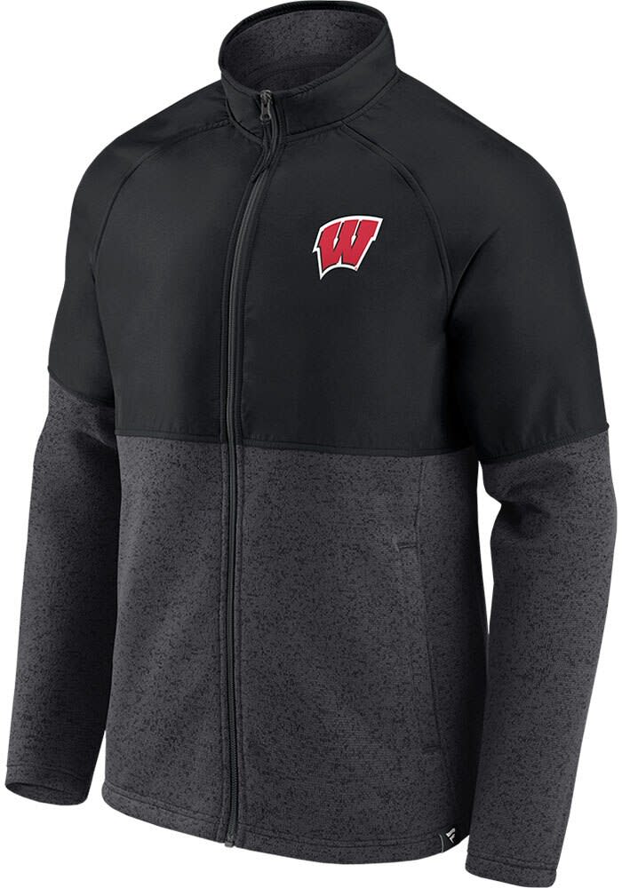 Mens BLACK Wisconsin Badgers Sweater Knit Medium Weight Jacket - 172804271