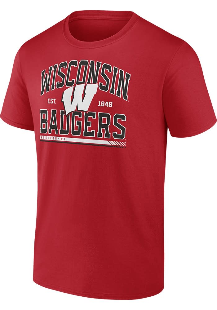 Red Wisconsin Badgers Script Primary Logo Short Sleeve T Shirt - 172804349