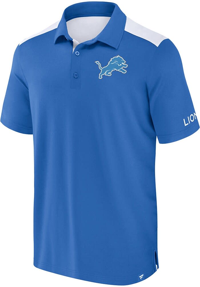Detroit Lions Mens Poly ColorBlock BLUE Short Sleeve Polo - 172806890