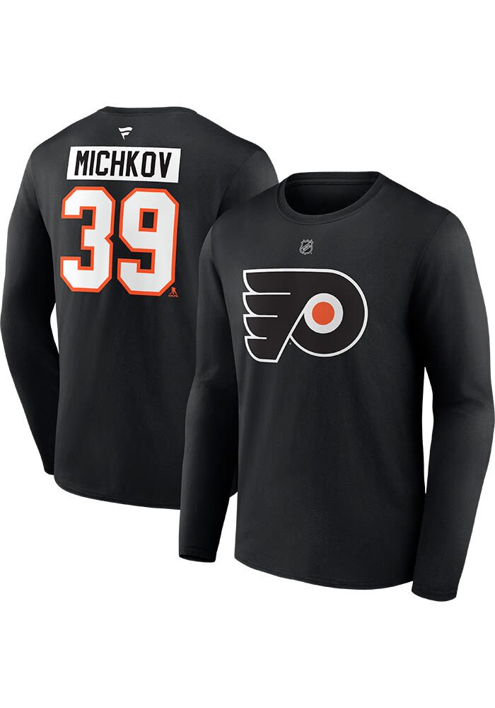 Matvei Michkov Philadelphia Flyers BLACK Name Number Long Sleeve Player ...