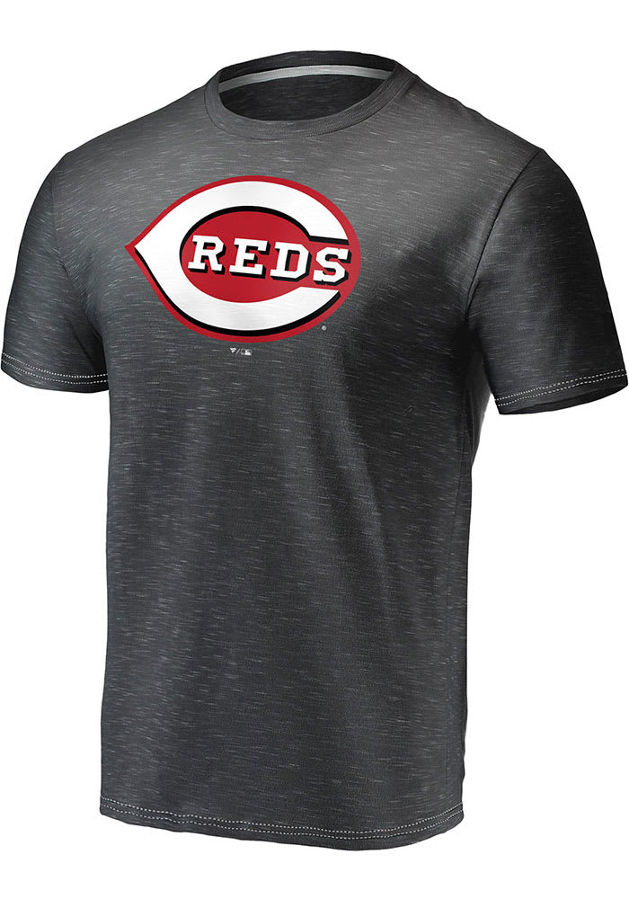 Cincinnati Reds GREY Team Logo Space Dye Short Sleeve T Shirt - 17283920