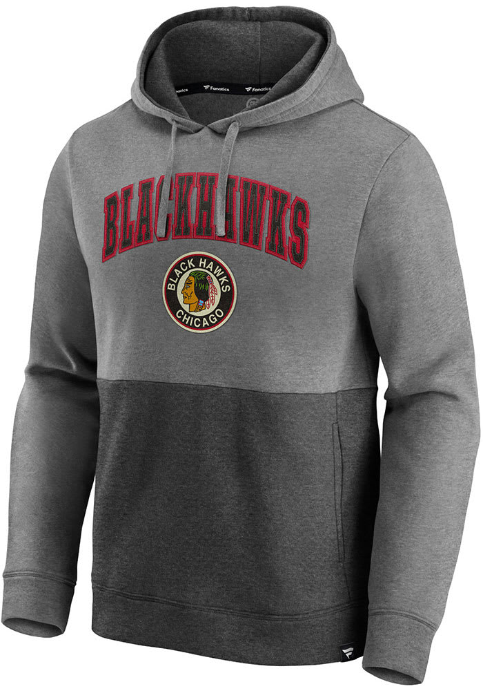 Chicago Blackhawks Mens GREY/CHARCOAL Signature Blocked Hood Long ...
