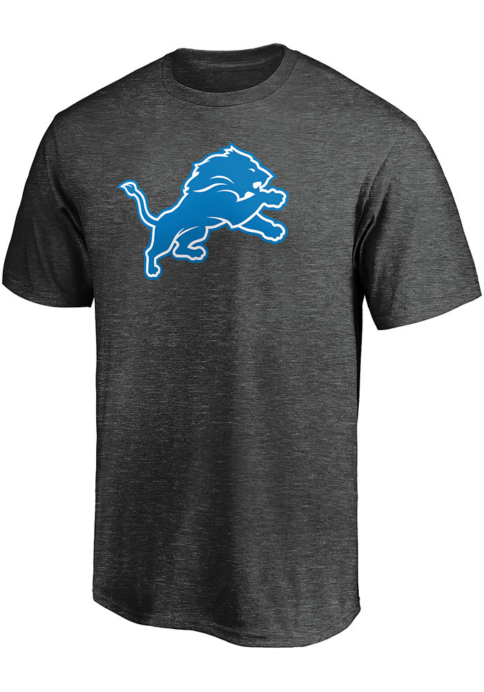 Detroit Lions CHARCOAL PRIMARY LOGO Short Sleeve T Shirt - 17287742