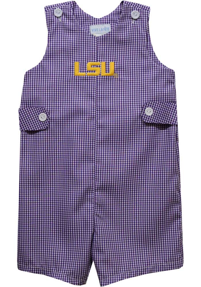 Vive La Fete LSU Tigers Toddler PURPLE Gingham Overalls - 172881792