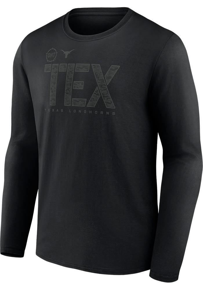 Texas Longhorns OHT Tricode BLACK Long Sleeve T Shirt - 17288471