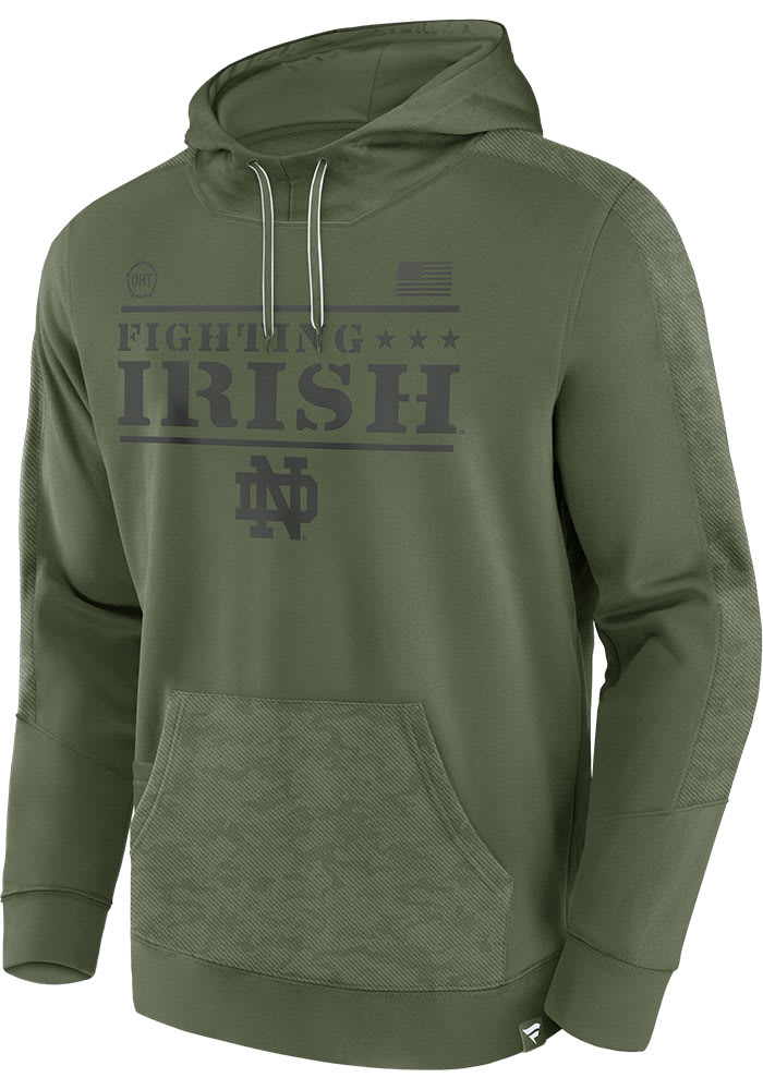 Notre Dame Fighting Irish Mens OLIVE OHT Embossed Hood - 17288566