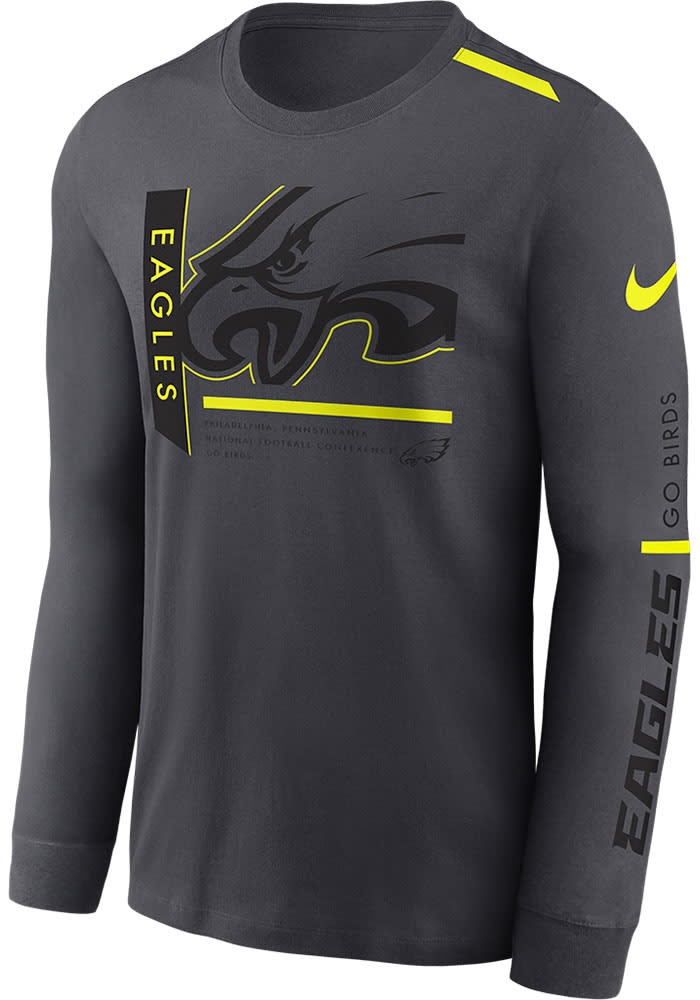 Nike Philadelphia Eagles Volt Long Sleeve T Shirt CHARCOAL - 17289523