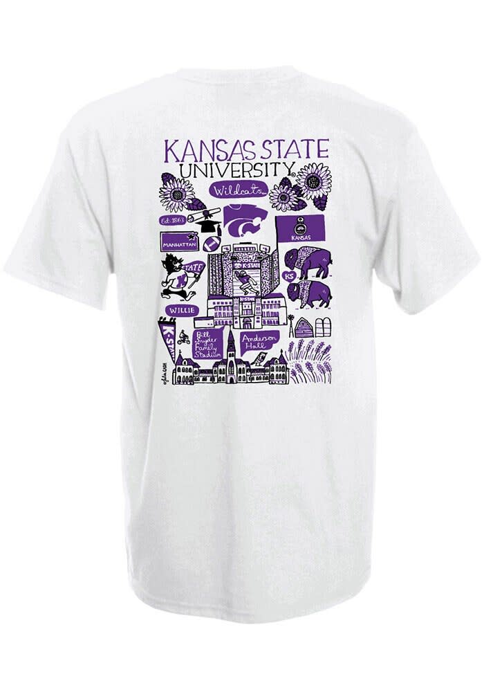 K-State Wildcats Womens WHITE Julia Gash T-Shirt - 17300494