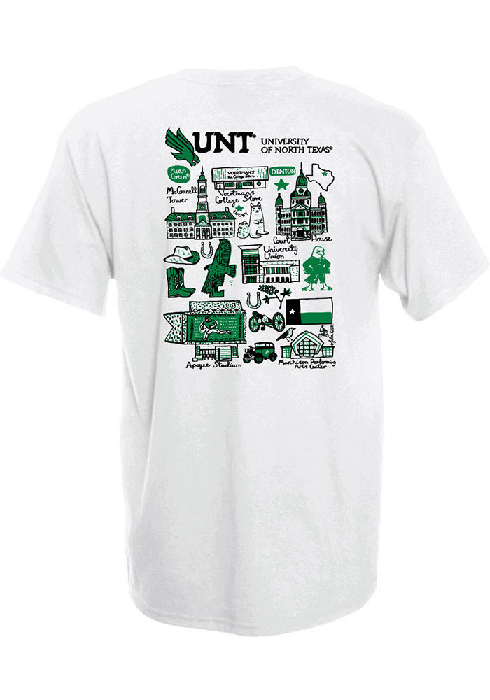 North Texas Mean Green Womens WHITE Julia Gash T-Shirt - 17300504