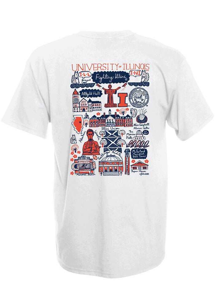 Illinois Fighting Illini Womens WHITE Julia Gash T-Shirt - 17300630