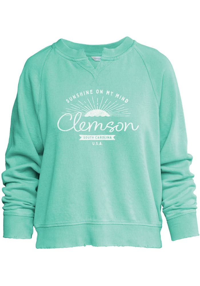 Clemson Womens TEAL Sunshine On My Mind Long Sleeve Crew Sweatshirt ...