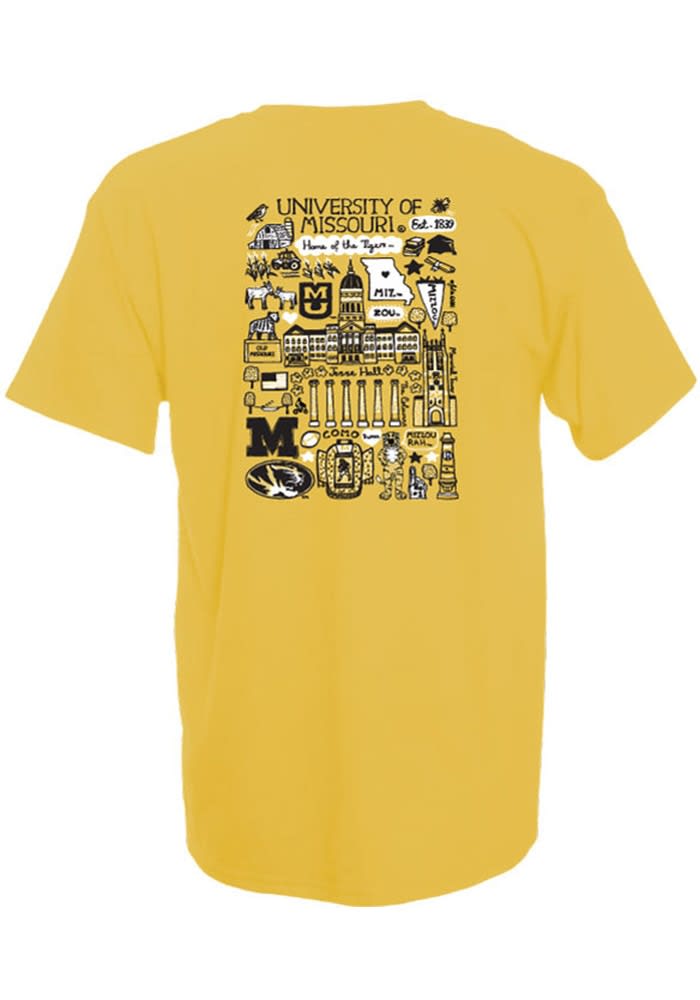 Missouri Tigers Womens YELLOW Julia Gash T-Shirt - 17301054