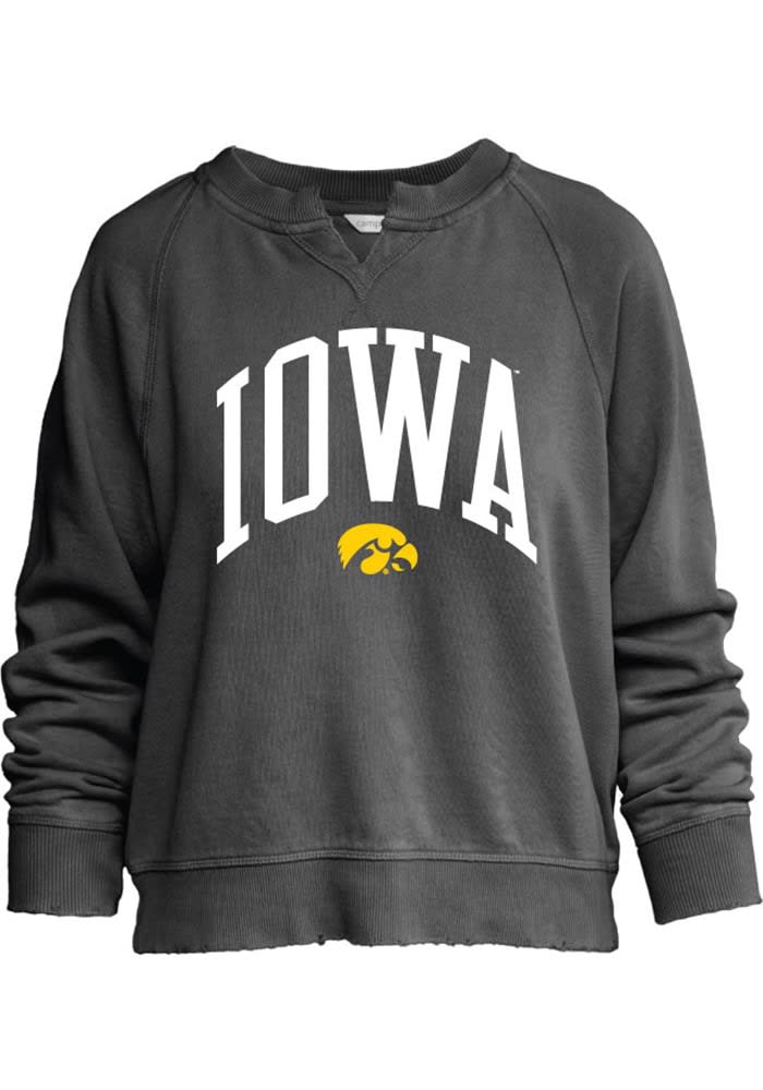 Iowa Hawkeyes Womens CARBONBLACK Willow Washed Long Sleeve Crew ...