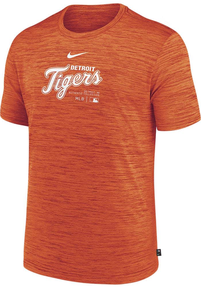 Nike Detroit Tigers ORANGE Velocity Script Short Sleeve T Shirt - 173201305