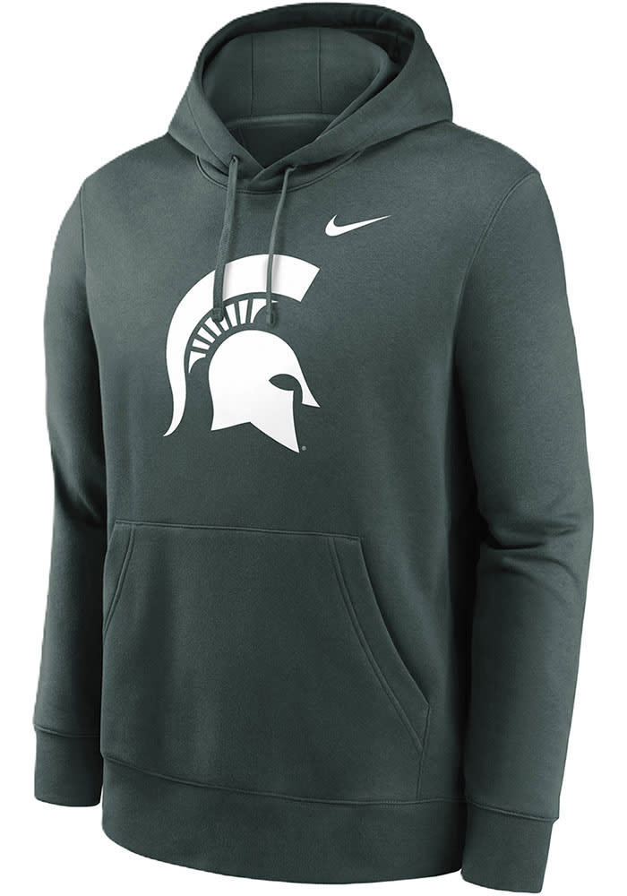 Nike Michigan State Spartans Mens DARKGREEN Club Fleece Design Hoodie ...