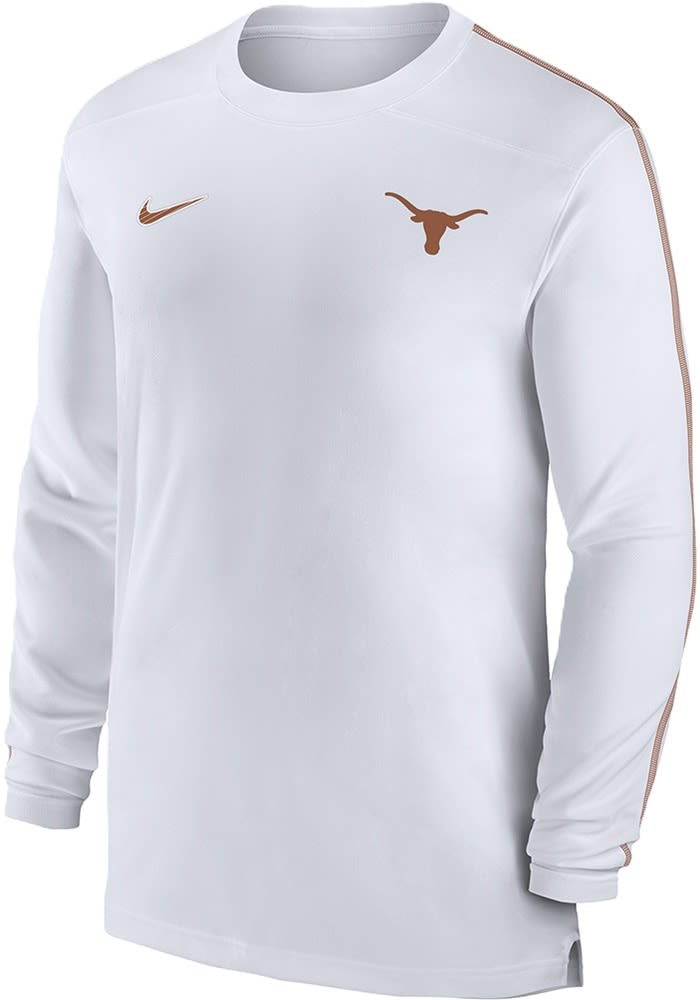 Nike Texas Longhorns WHITE Sideline Coach Long Sleeve T-Shirt - 173204340