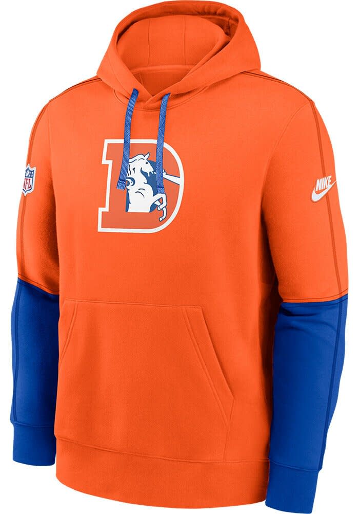 Nike Denver Broncos Mens ORANGE Sideline Club Hoodie - 173204481