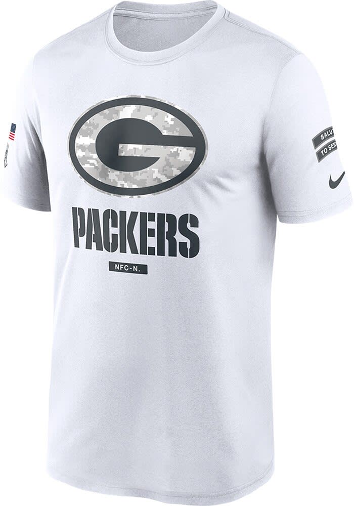 Nike Green Bay Packers White Salute to Service Short Sleeve T Shirt ...