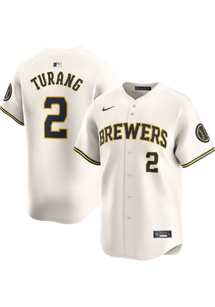 Brice Turang Milwaukee Brewers Mens White Home 2024 Limited Baseball ...