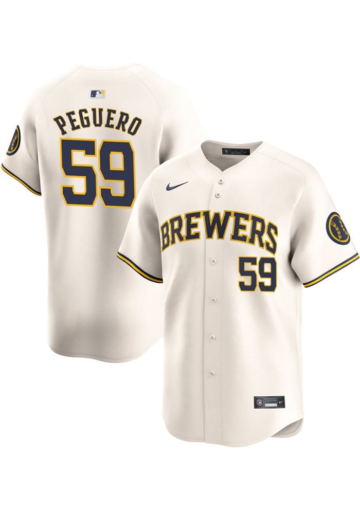 Elvis Peguero Milwaukee Brewers Mens White Home 2024 Limited Baseball ...