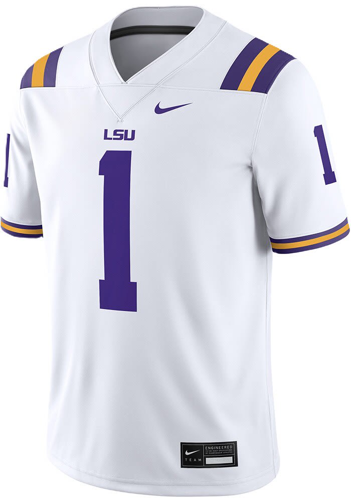 Nike LSU Tigers WHITE Road Game Jersey - 173207238