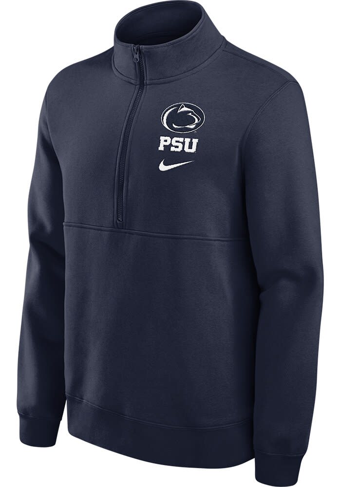 Nike Mens NAVY Penn State Nittany Lions Club Fleece Long Sleeve Qtr Zip ...