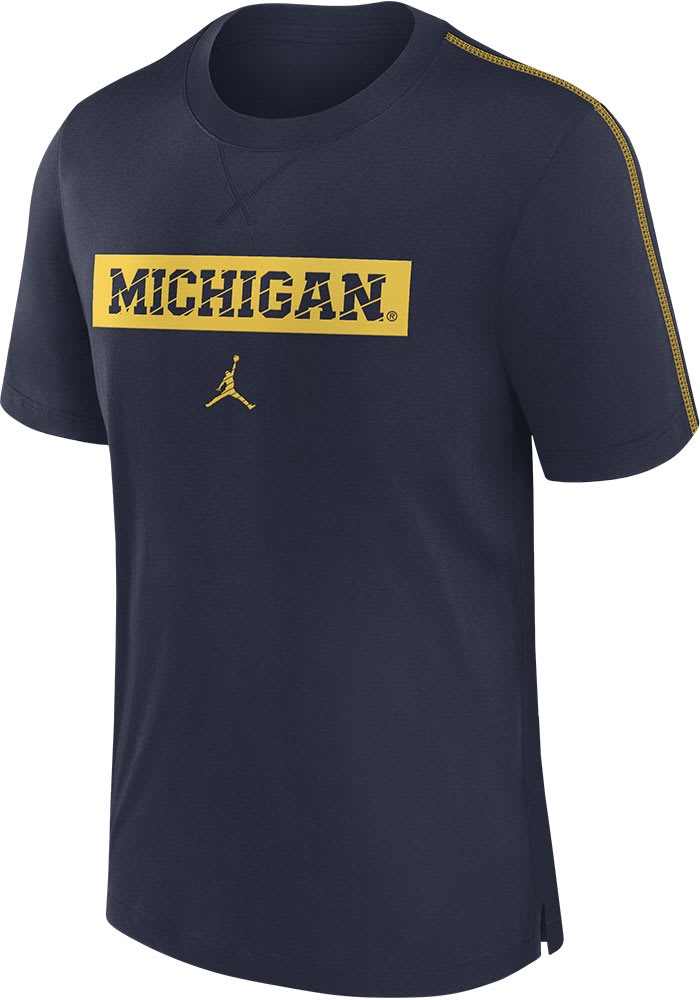 Nike Michigan Wolverines BLUE Team Issue Player Jordan Short Sleeve T ...