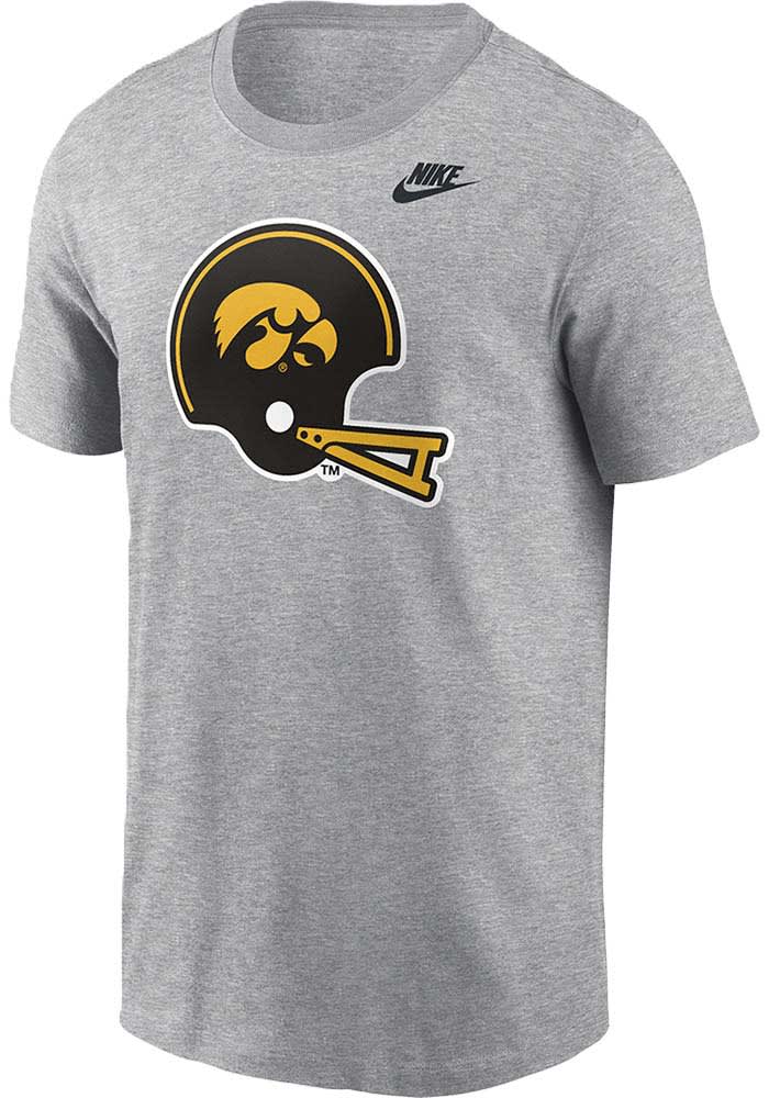 Nike Iowa Hawkeyes HEATHER GREY Football Helmet Short Sleeve T Shirt ...