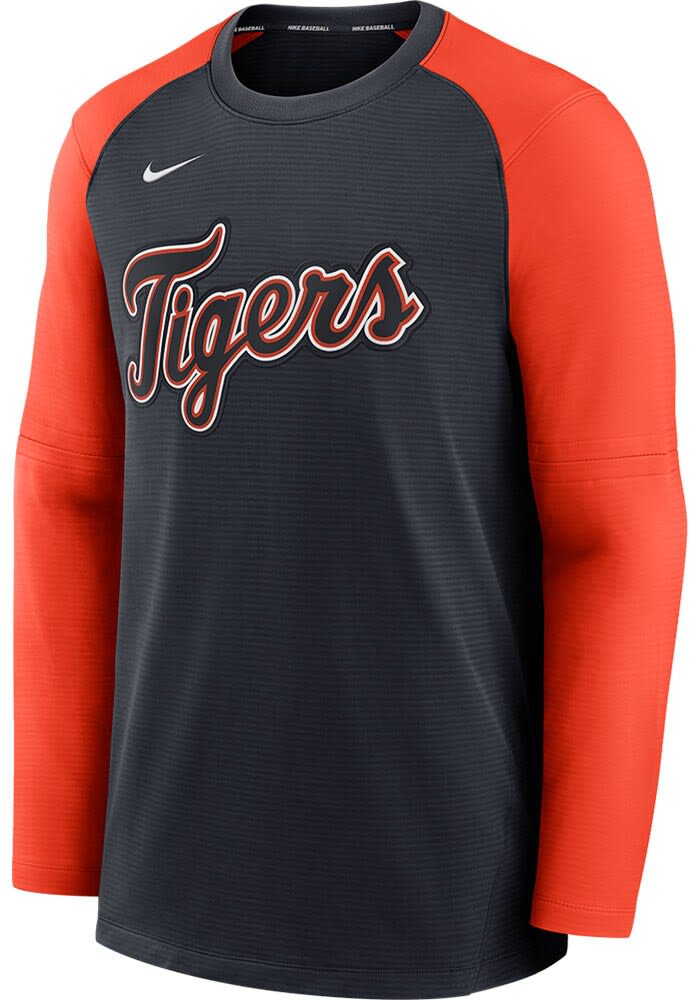 Nike Detroit Tigers Mens Long Sleeve Crew Top Pregame Sweatshirt - NAVY