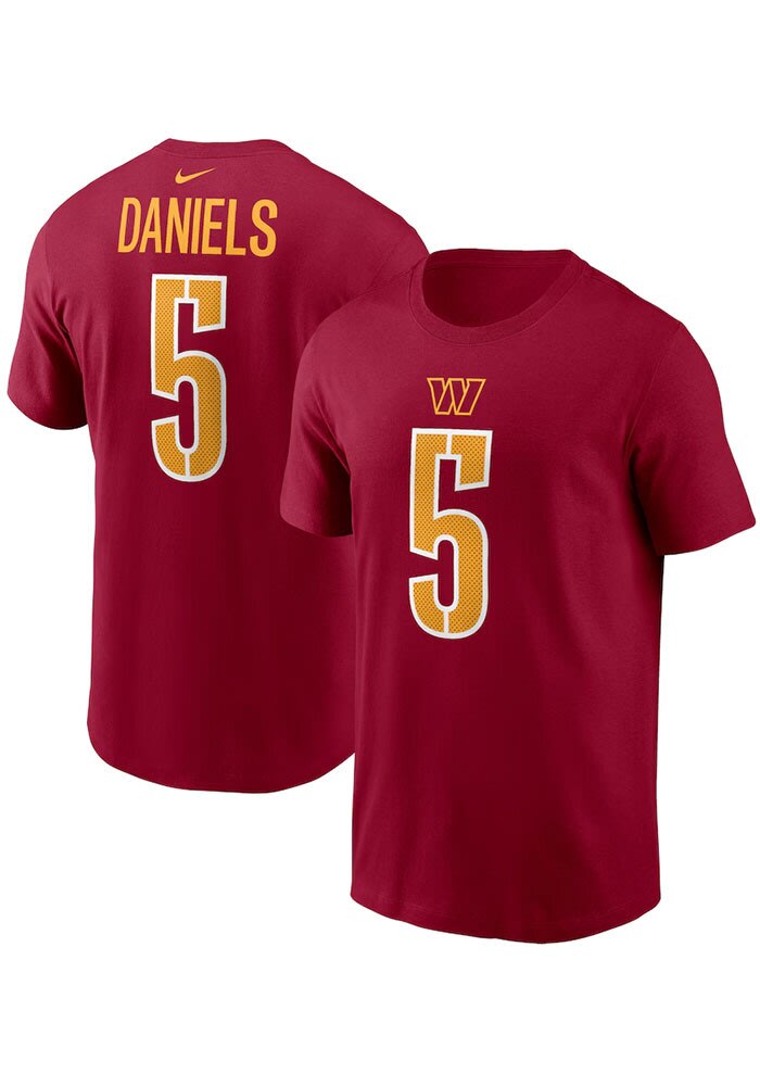 Jayden Daniels Washington Commanders MAROON Home Short Sleeve Player T ...