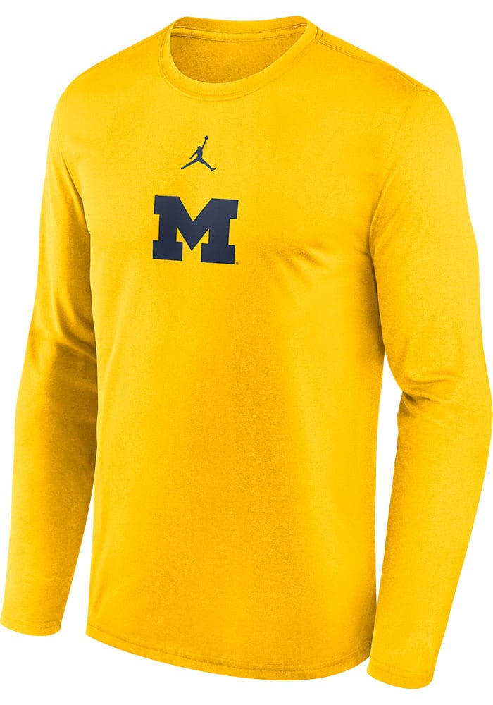 Nike Michigan Wolverines YELLOW Basketball On Court Shooting Long ...