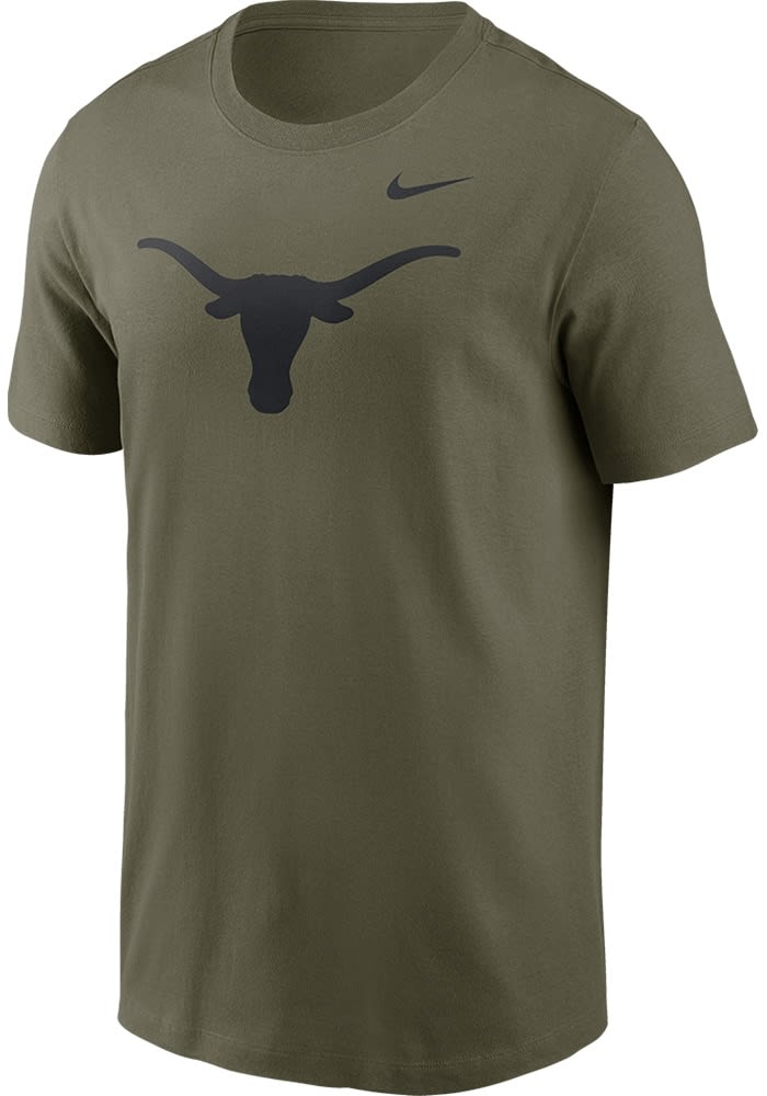 Nike Texas Longhorns OLIVE Military Appreciation Team Logo Short Sleeve ...