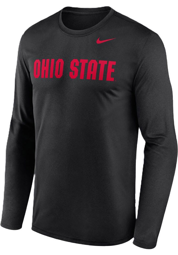 Nike Ohio State Buckeyes BLACK Wordmark Legend Long Sleeve T-Shirt ...