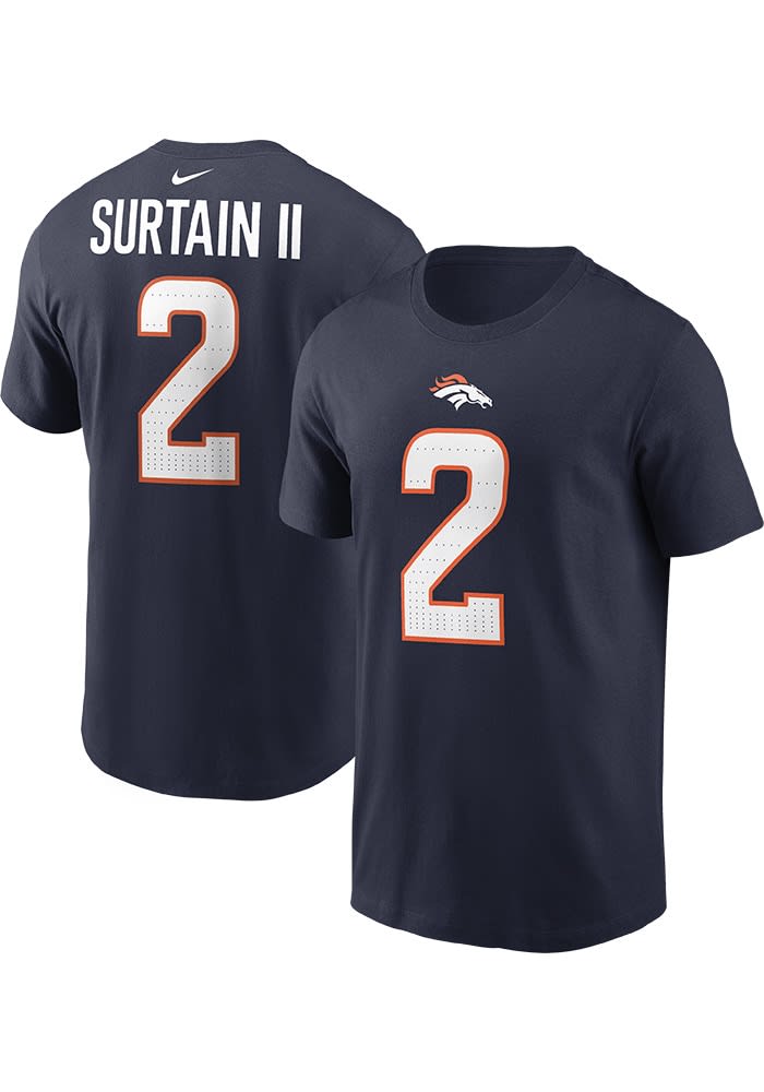 Patrick Surtain Denver Broncos NAVY Alt Short Sleeve Player T Shirt ...