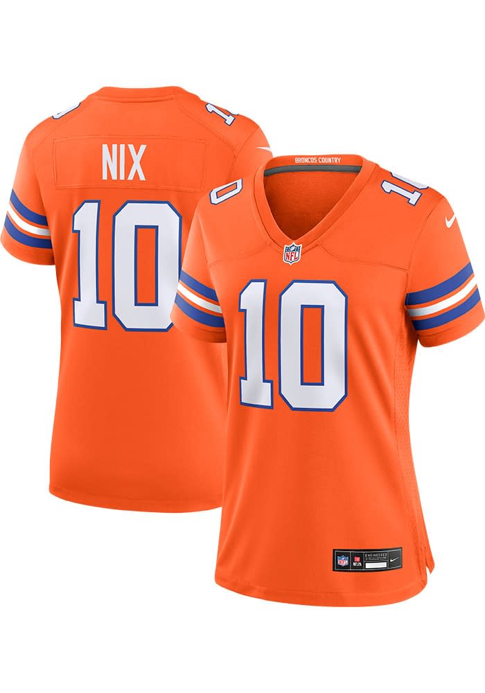 Bo Nix Womens Denver Broncos ORANGE Throwback Alt Football Jersey ...