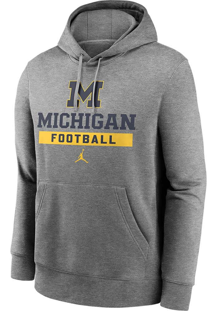 Nike Michigan Wolverines Mens HEATHER GREY Club Fleece Hoodie - 173225396