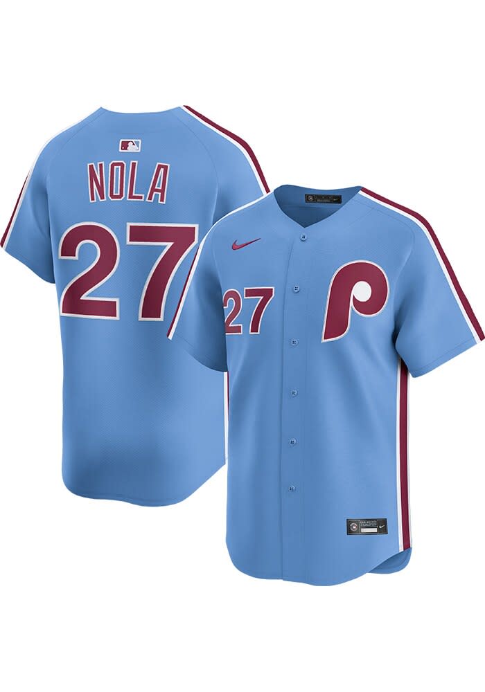 Aaron Nola Philadelphia Phillies Mens LIGHT BLUE Alt Limited Baseball ...