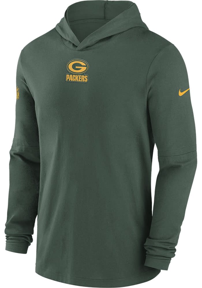Nike Green Bay Packers Mens GREEN Sideline Player Lightweight Hoodie ...